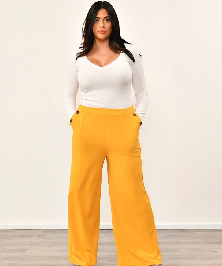 Plus-Size Wide Leg Trousers - Tailored Style