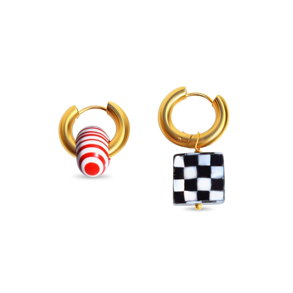 Timeless Pearly + Checker Swirly Earrings