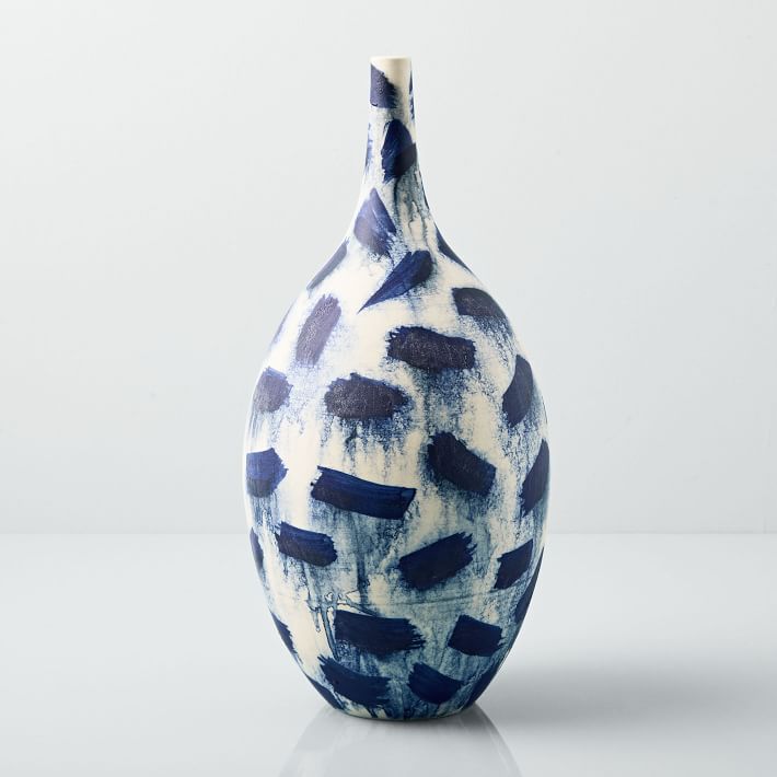 West Elm + Abstract Handpainted Indigo Vases West Elm + Abstract Handpainted Indigo Vases