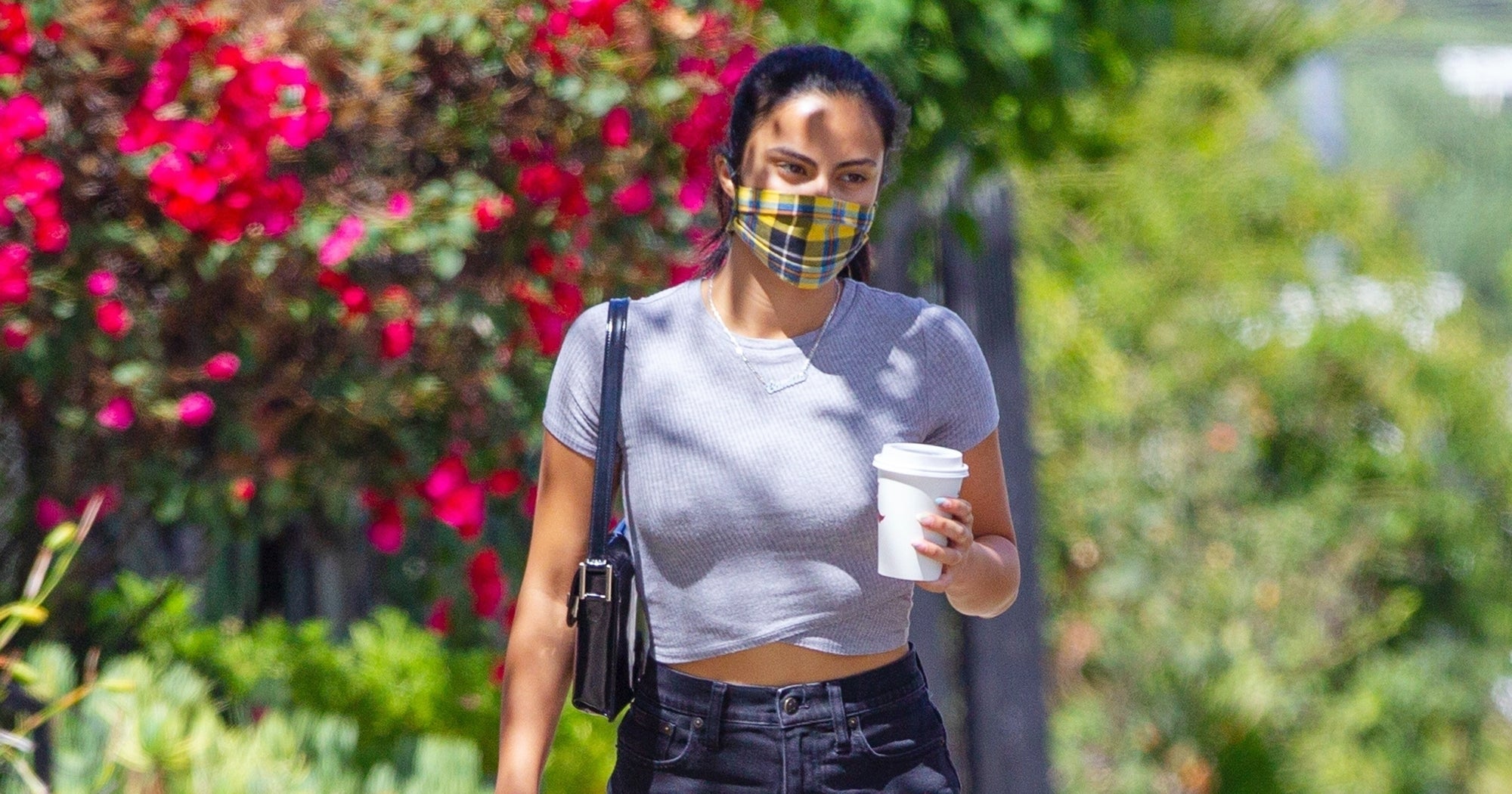 Trendy Plaid Face Masks Like The One Camila Mendes Wore