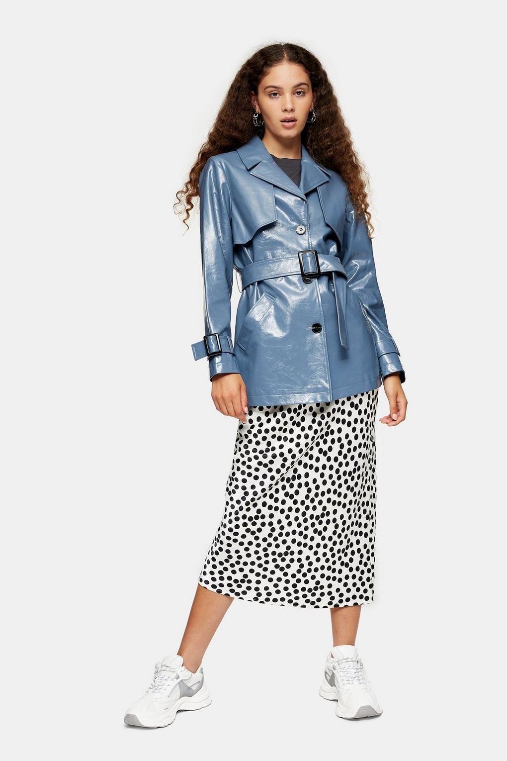 Topshop + Blue Vinyl Belted Shacket