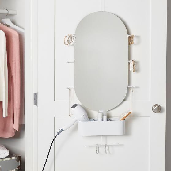 PBTeen + Over-the-Door Oval Mirror Organizer