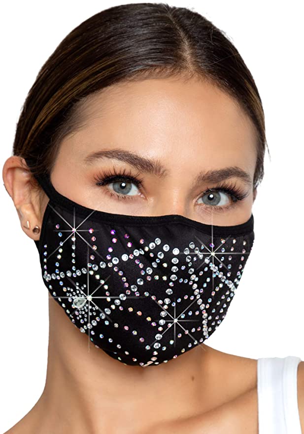 Leg Avenue + Women’s Rhinestone Spider Web Halloween Face Mask