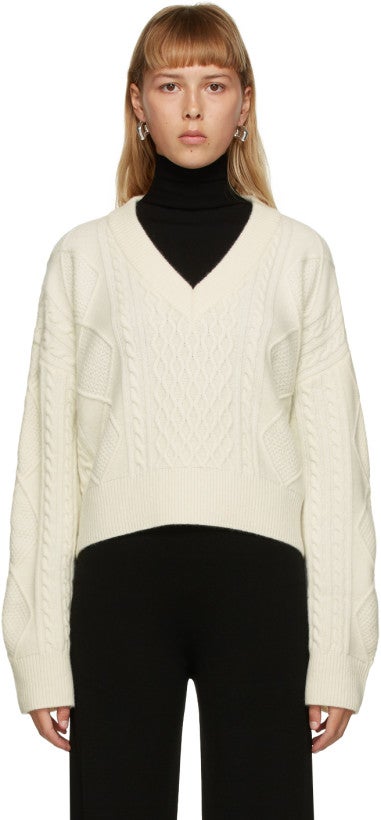 DRAE + Off-White Wool Cable Knit Sweater