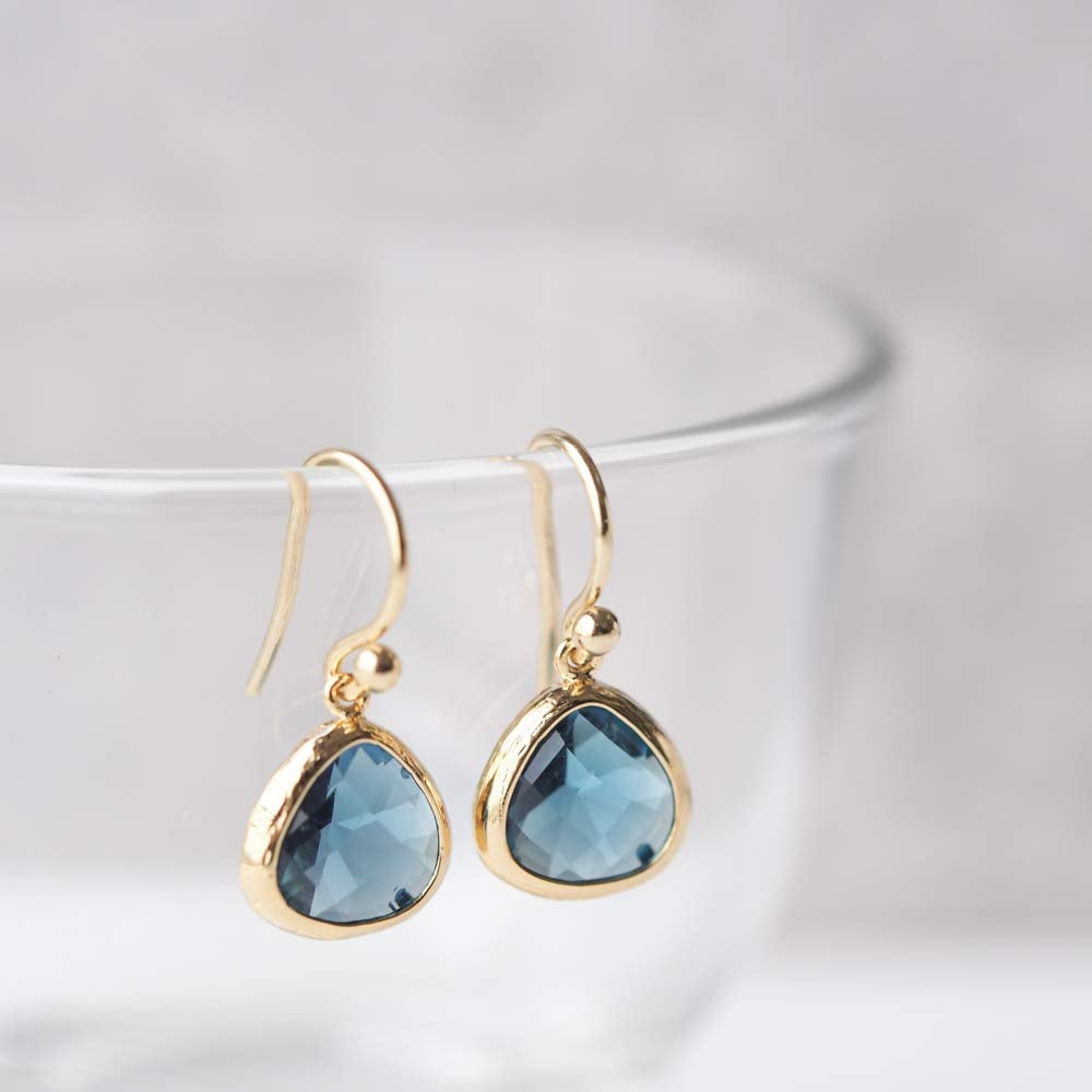 Mjlulu Simulated Blue Sapphire Crystal Glass Drop Earrings