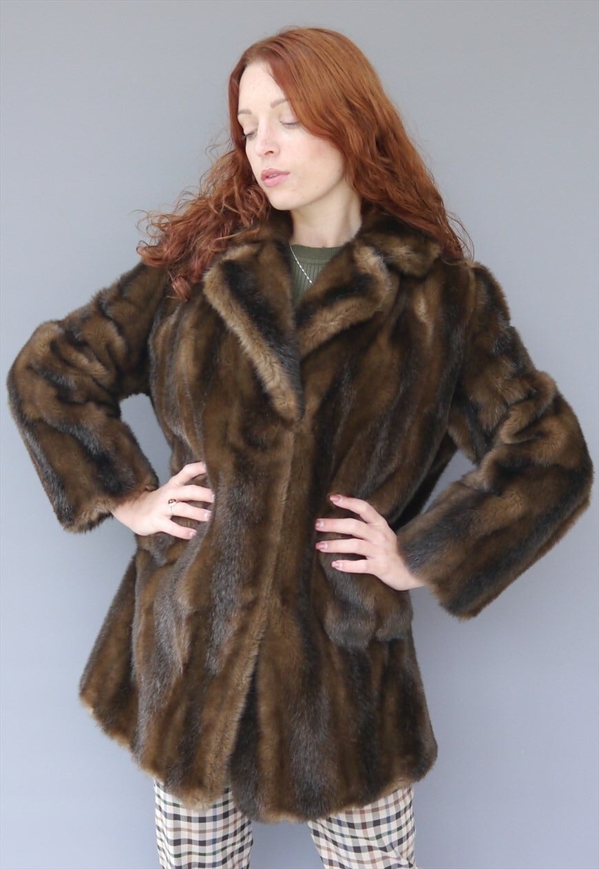 Emz Gemz + Vintage 70s brown faux fur coat