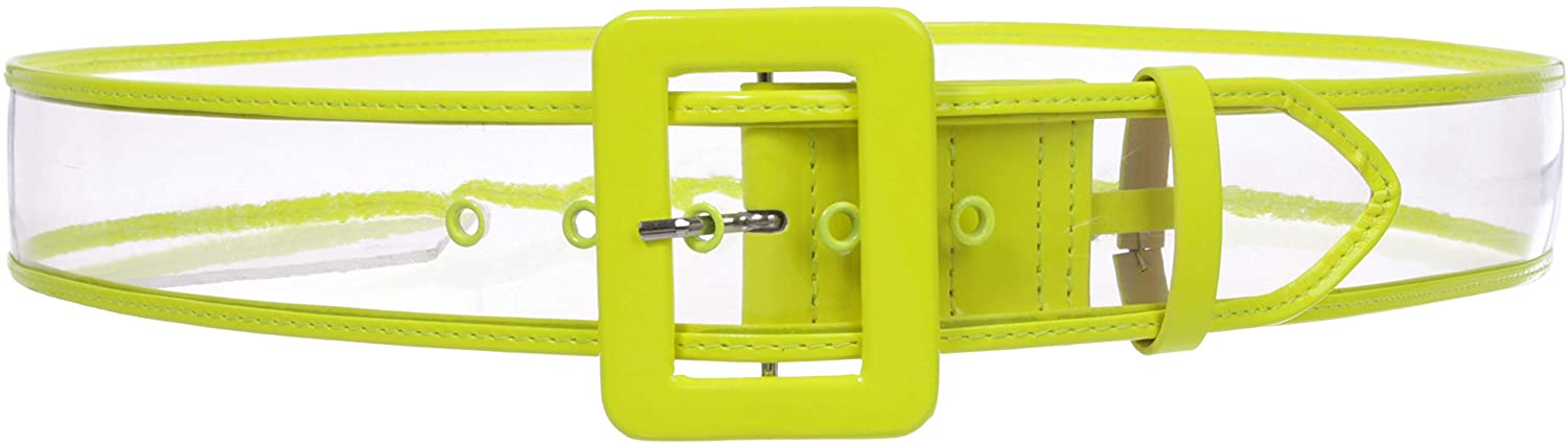 Beltiscool + Women’s 2″ Wide Color-Trimmed Patent Leather Transparent ...