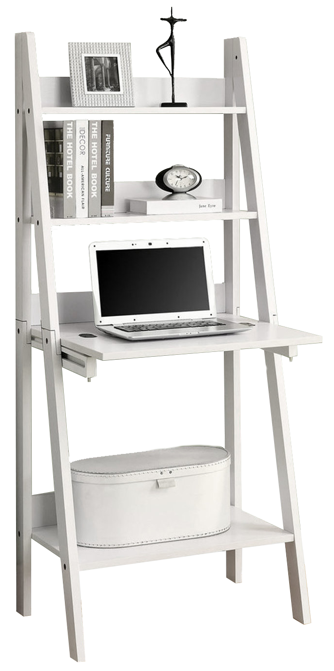 Monarch Specialties + Ladder-Style Computer Desk in White