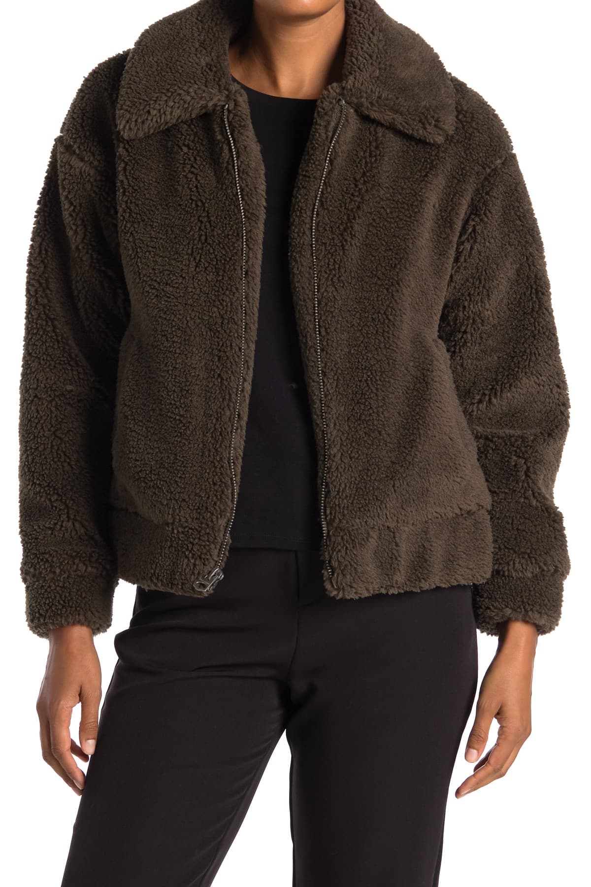 Lucky Brand + Short Faux Teddy Fur Jacket