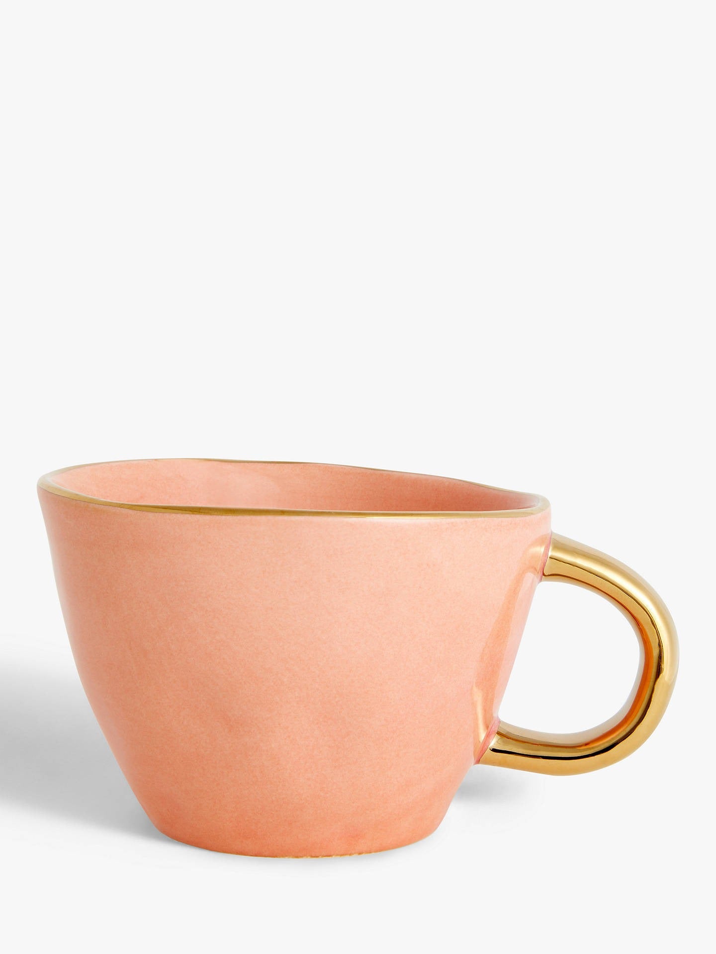 John Lewis & Partners + Artisan Gold Rim Mug, 400ml, Coral Pink