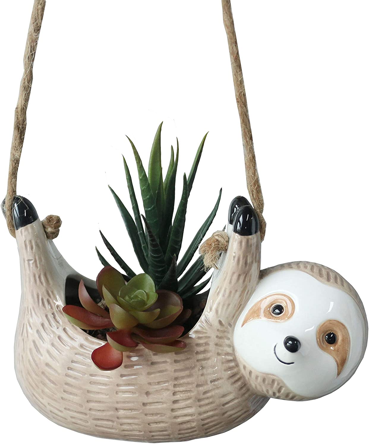 ABETREE + Ceramic Sloth Hanging Planter