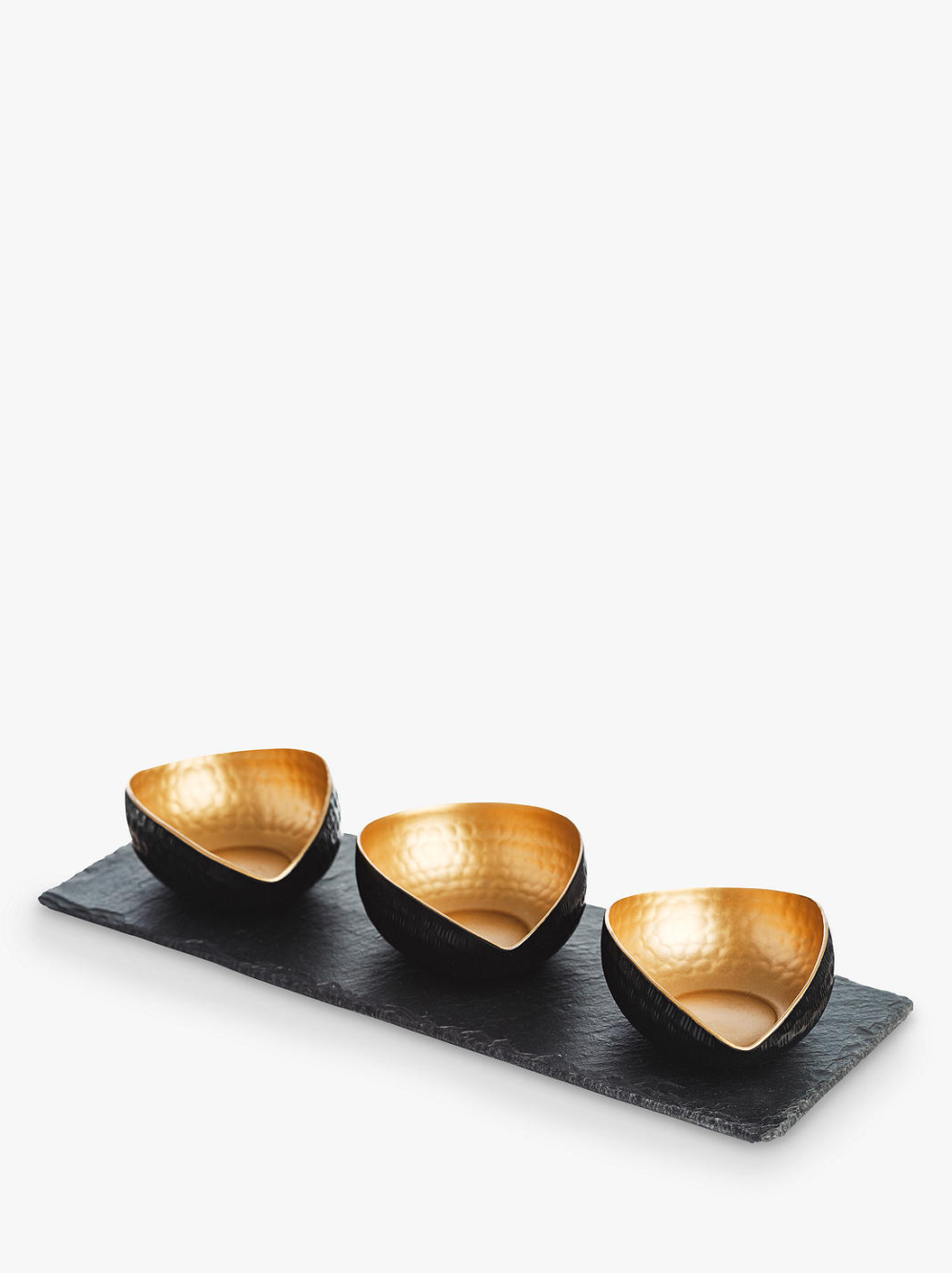 John Lewis & Partners + The Just Slate Company Deluxe Mezze Set, Black/Gold