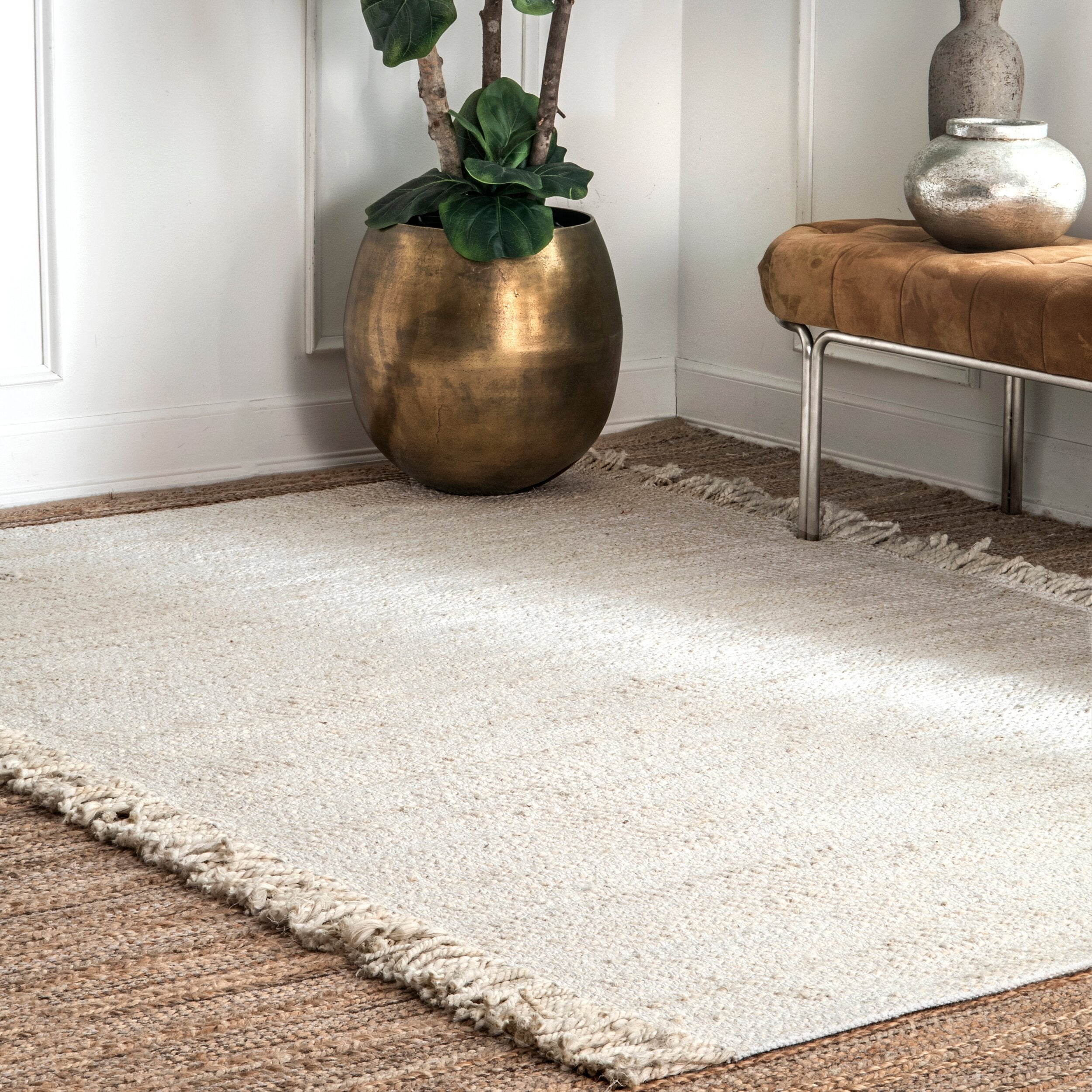 All Modern + Shoemaker Handwoven Flatweave Ivory Area Rug