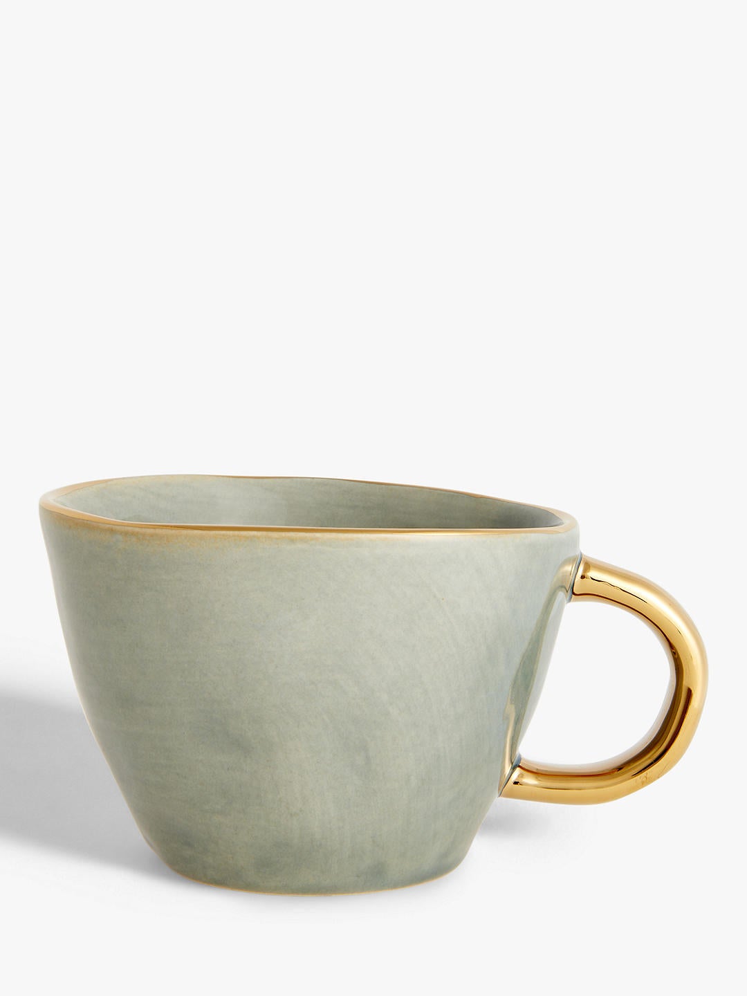 John Lewis & Partners + Artisan Gold Rim Mug, 400ml, Jade Green