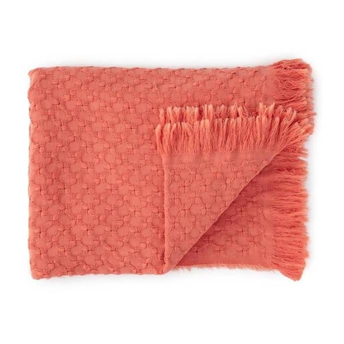 Chickadee + Coral Cotton Throw