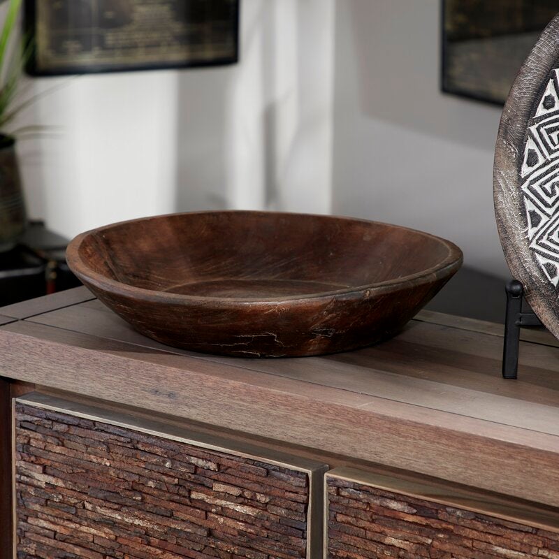 Joss & Main + Amher 3 Piece Wood Rustic Decorative Bowl in Brown