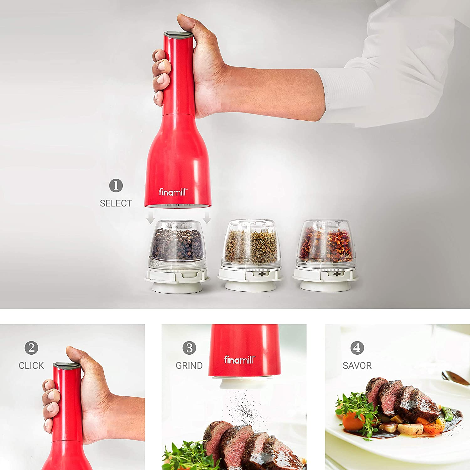 Finamill + Battery Operated Spice Grinder + Spices Gift Pack