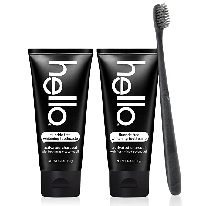hello + Charcoal Whitening Toothpaste & BPA Free Toothbrush