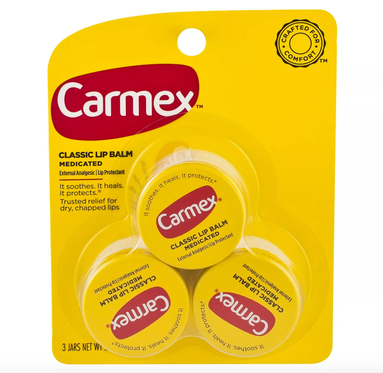 Carmex + Classic Medicated Lip Balm Jar – 3ct