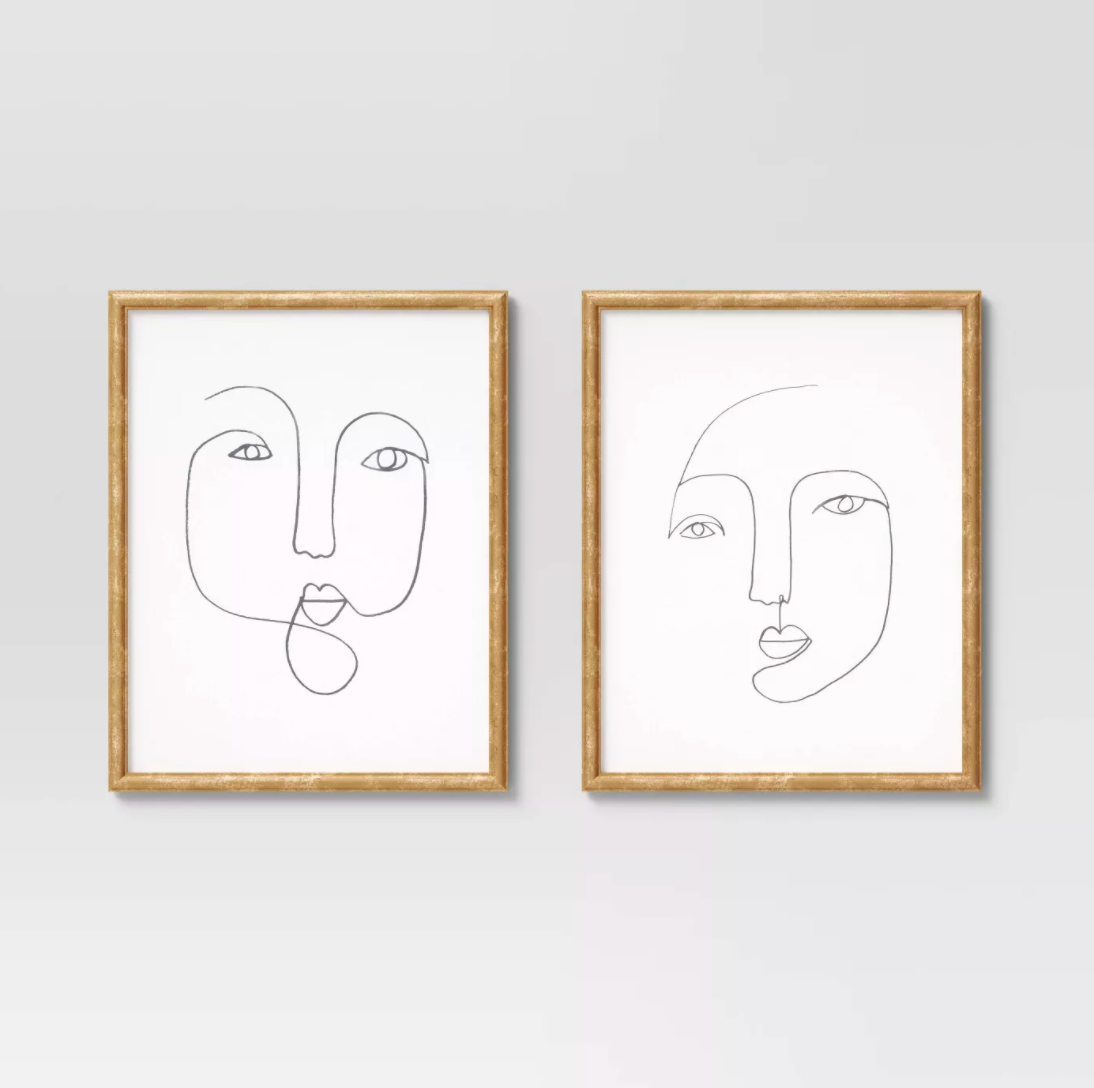 Opalhouse + Line Drawing Faces Framed Wall Art Set