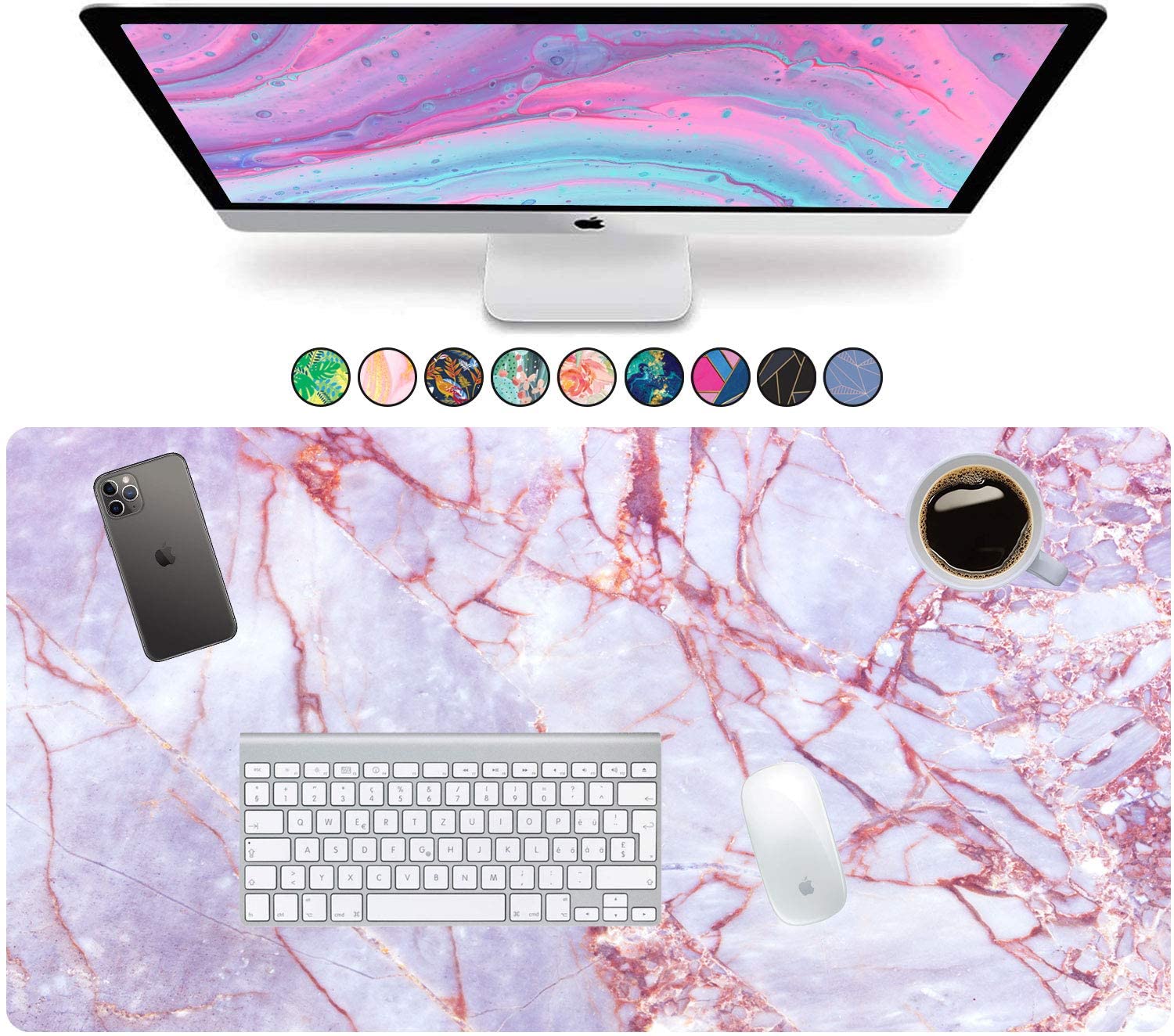 French Koko + Large Desk Mat, Marble-lous Chic