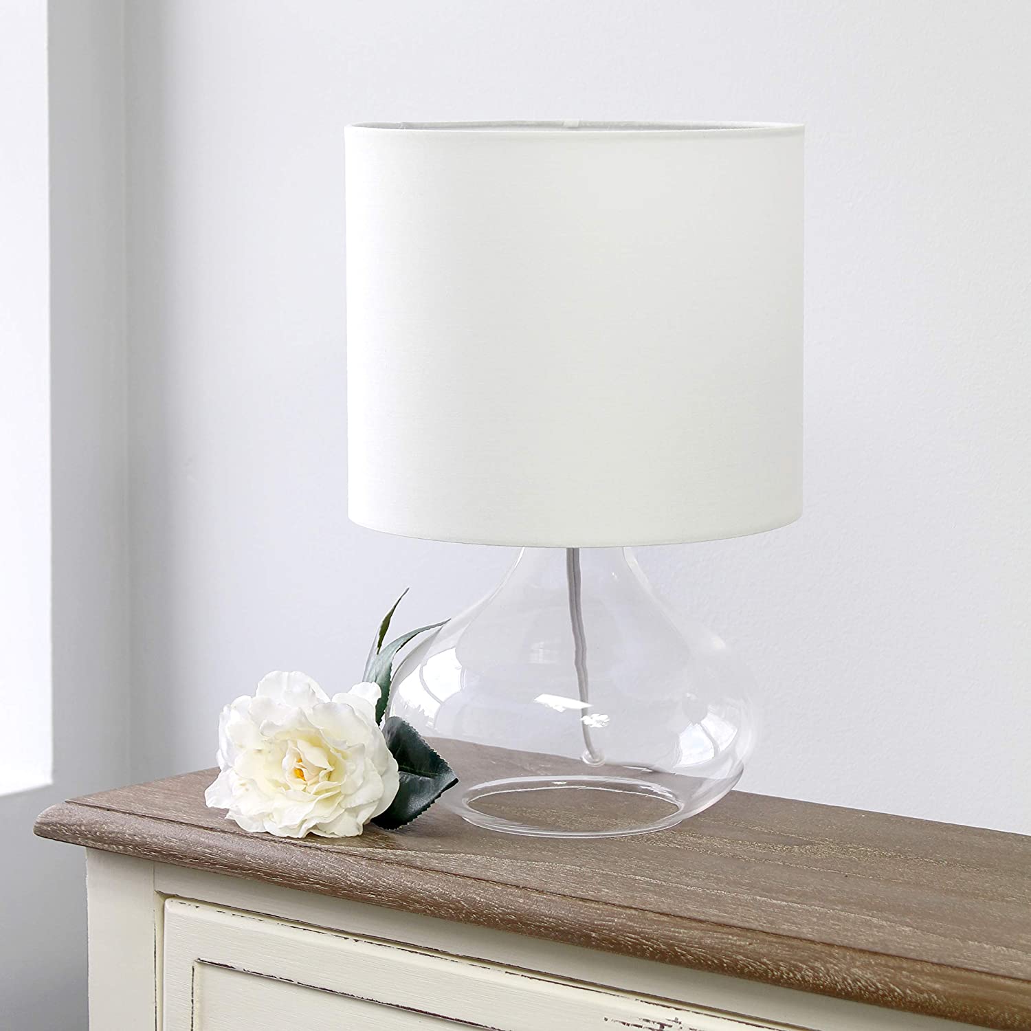 Simple Designs + Glass Raindrop Fabric Shade Table Lamp