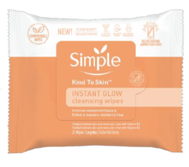 Simple Skincare + Simple Skincare Instant Glow & Defend Wipes