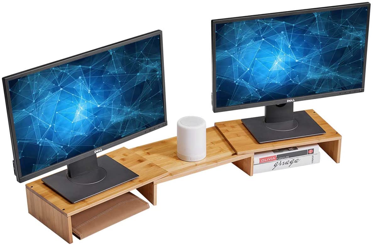 HUVIBE + Bamboo Dual Monitor Stand Riser