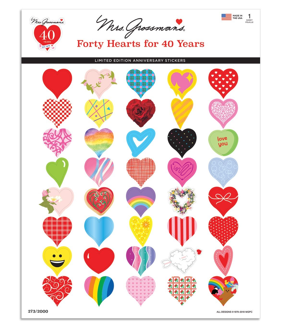 Mrs. Grossman’s + Forty Hearts for Forty Years Sticker Set