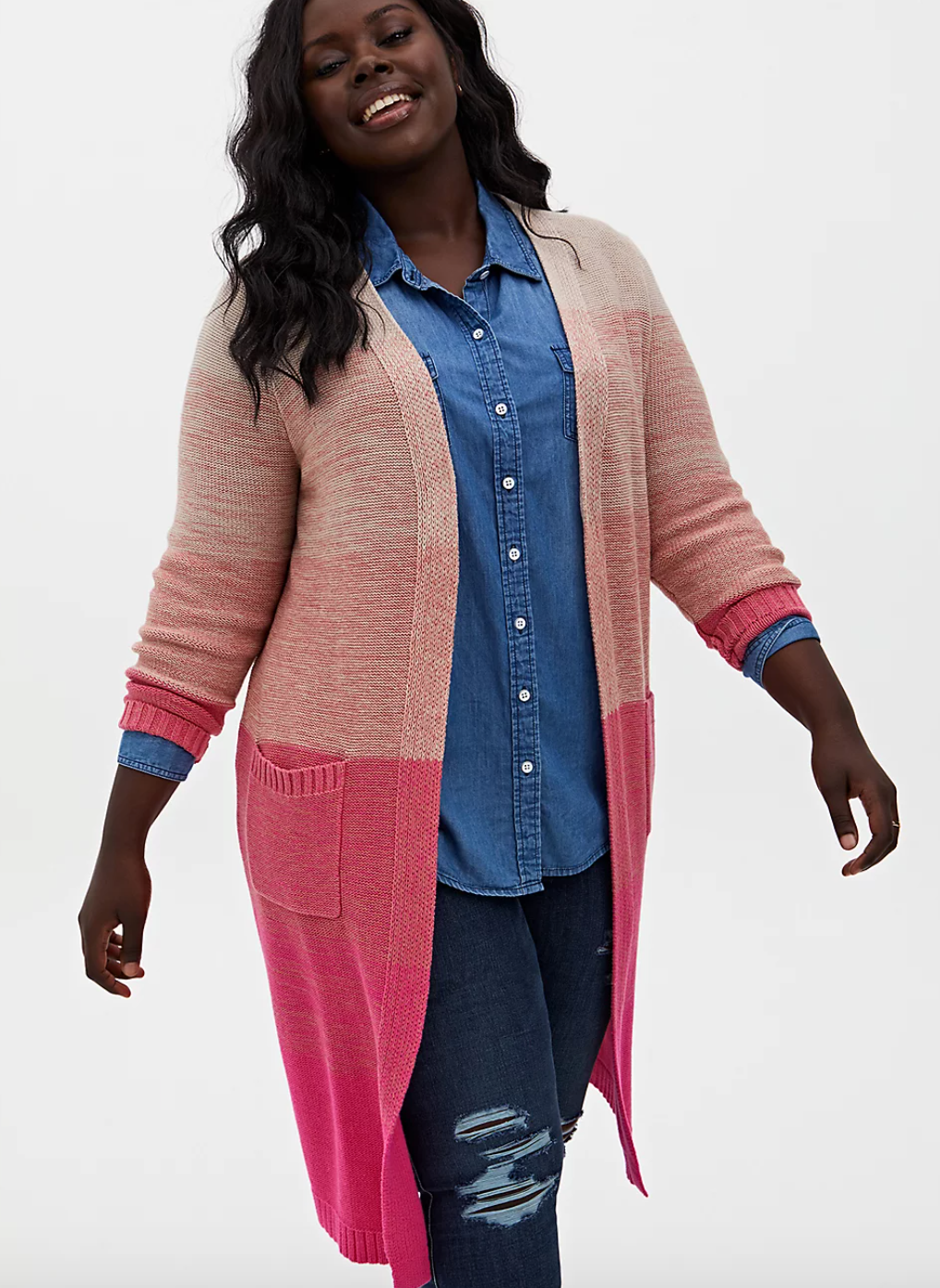 Torrid + Stripe Slouchy Duster Sweater