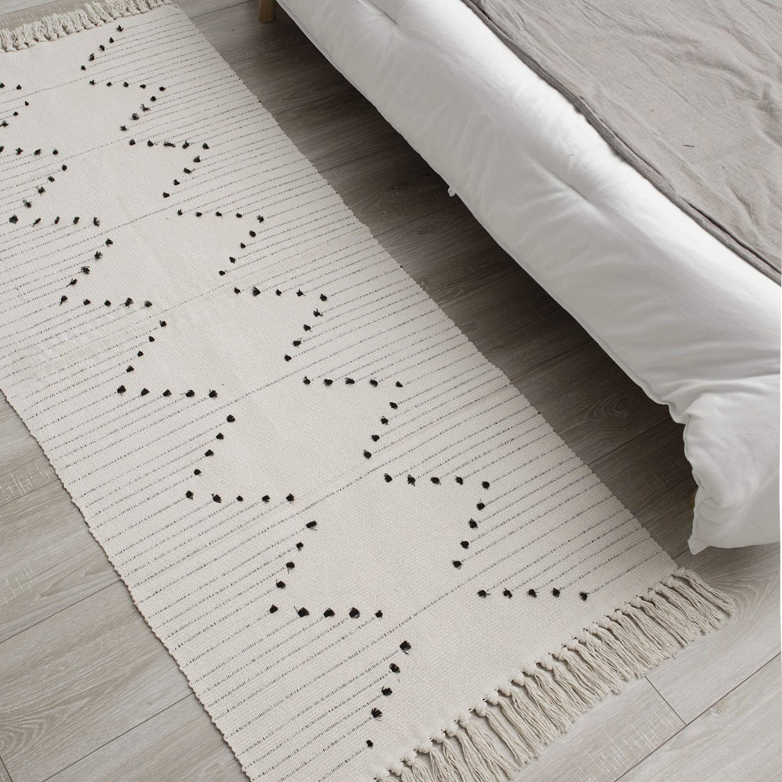 Idee Home + Hand-Woven Cotton Rug With Tassel