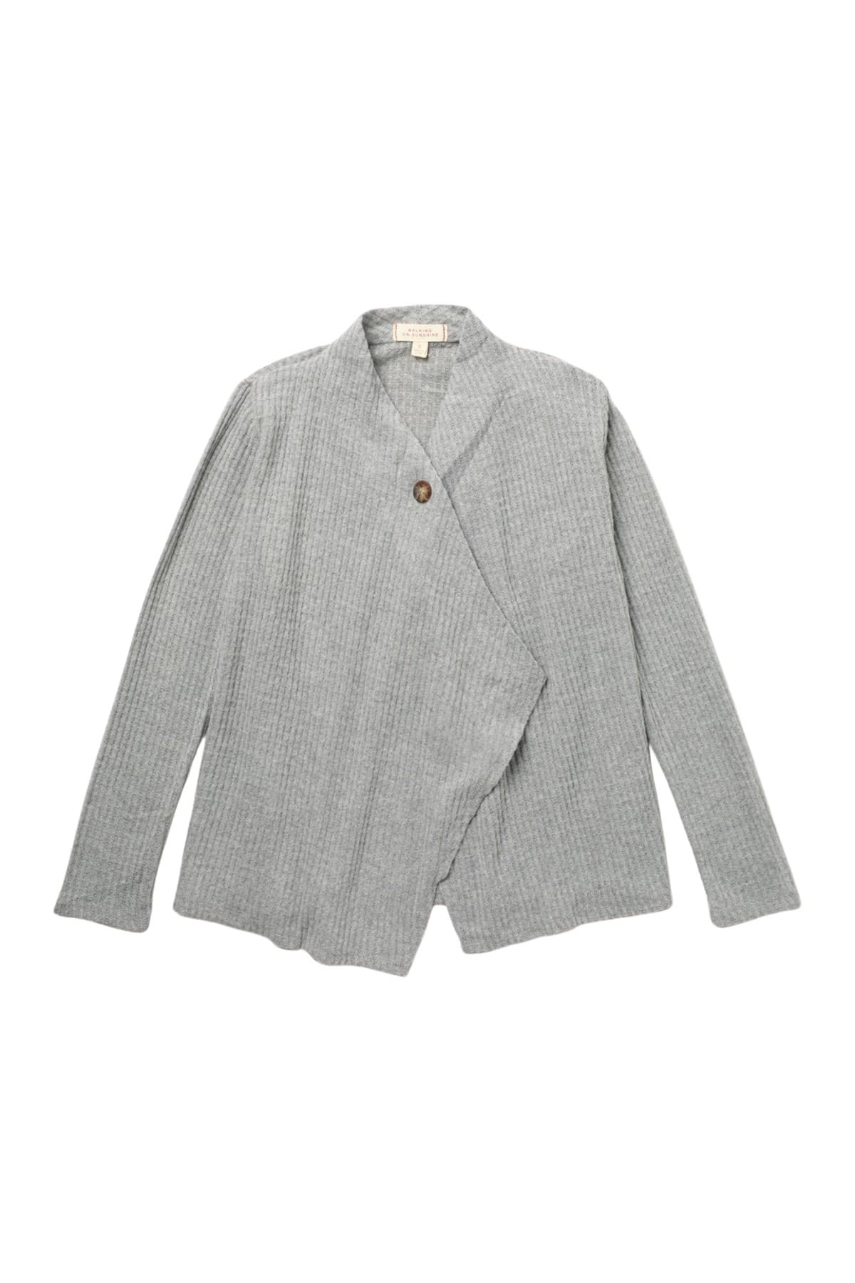 WALKING ON SUNSHINE + One Button Waffle Knit Cardigan Sweater