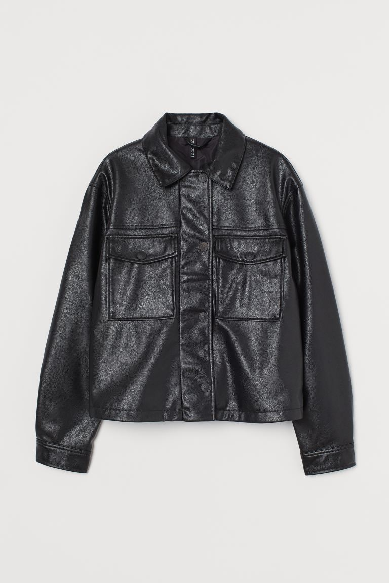 H&M + Crop Faux Leather Jacket