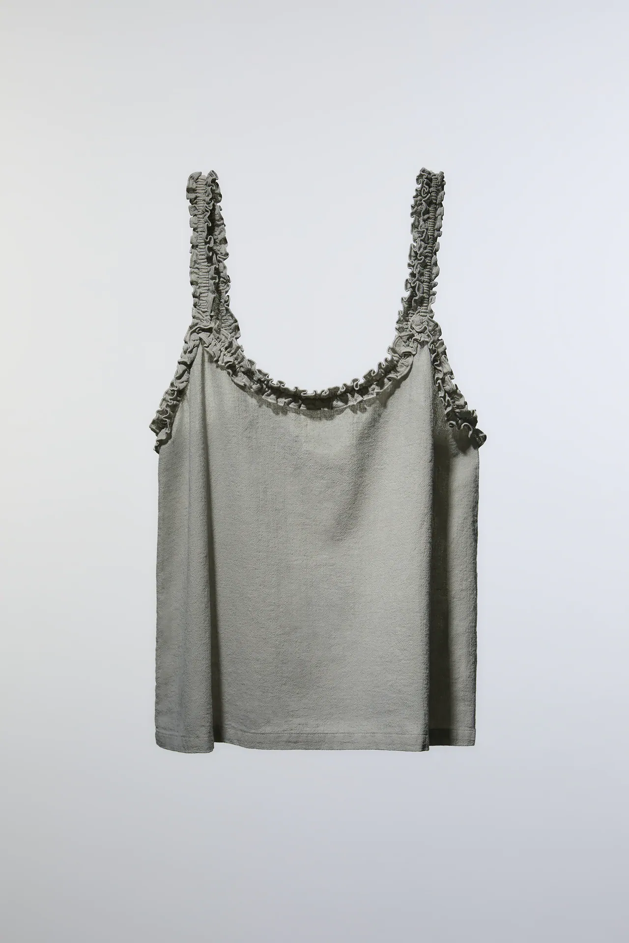 Zara + Linen Blend Ruffled Top