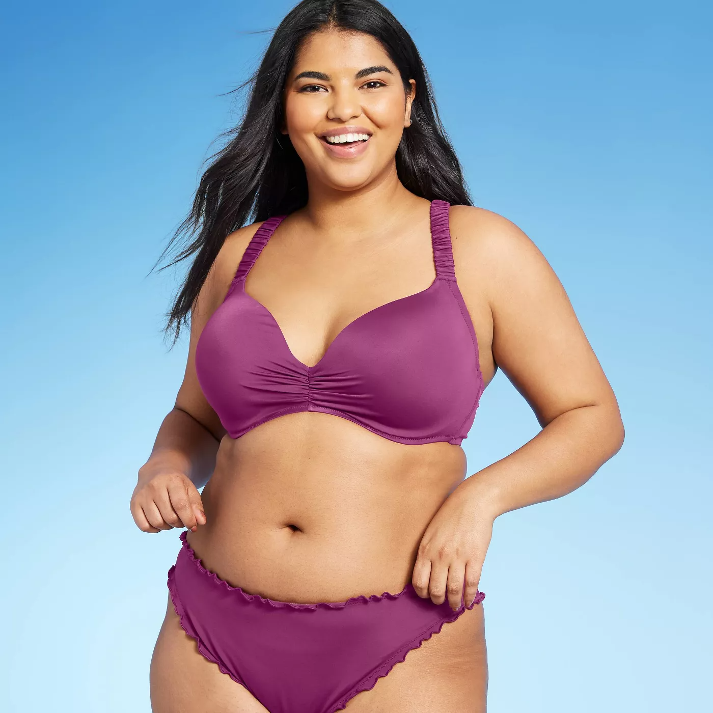 Shade And Shore Ruffle Cheeky Bikini Bottom