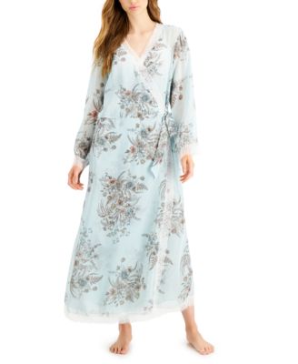 INC International Concepts + Lace-Trim Chiffon Wrap Robe