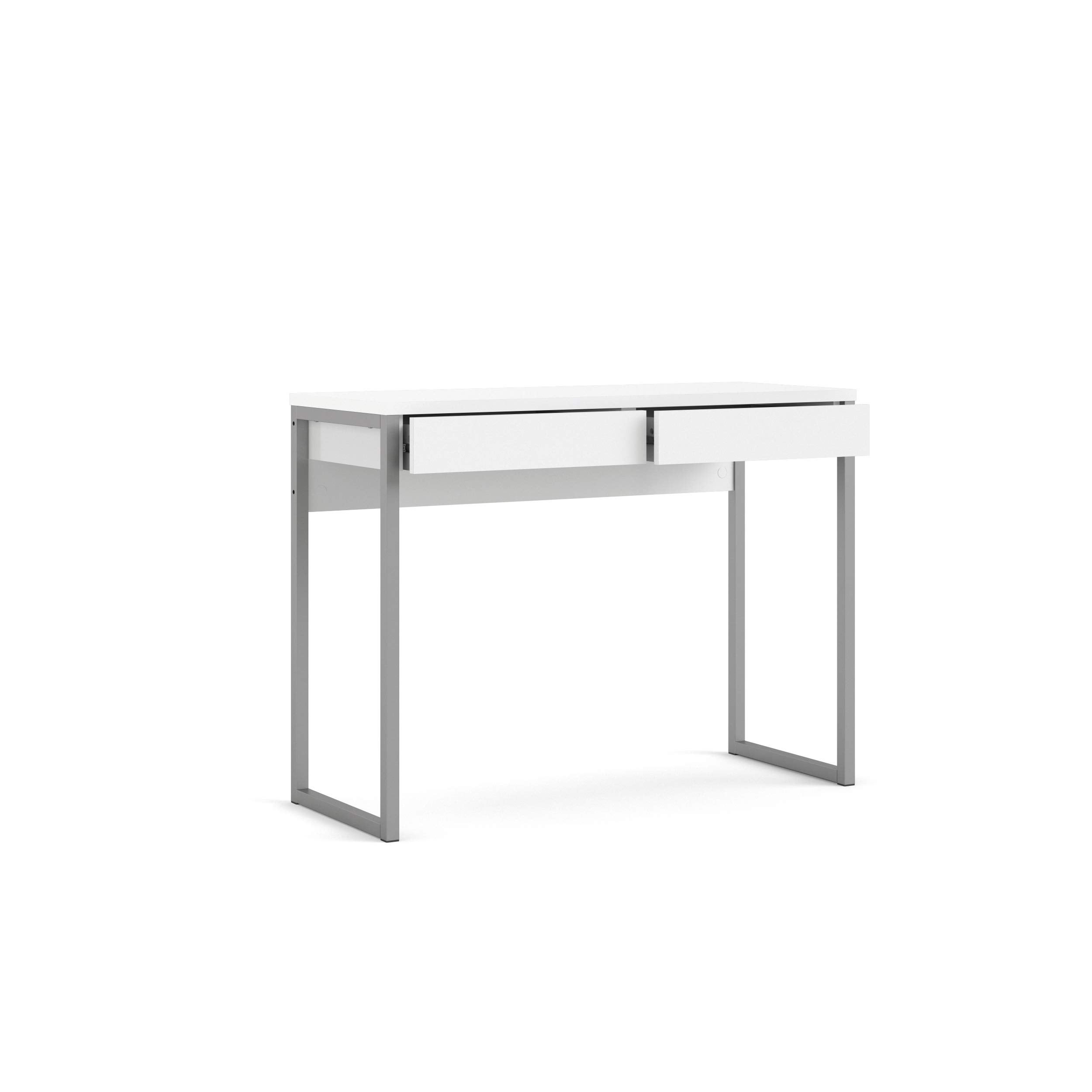 Tvilum + 2 Drawer Desk, White High Gloss