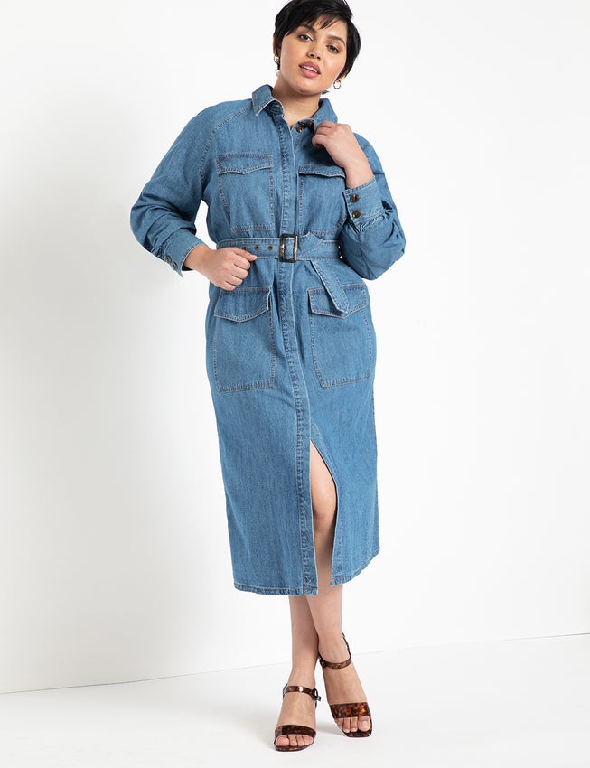 Eloquii + Denim Utility Dress