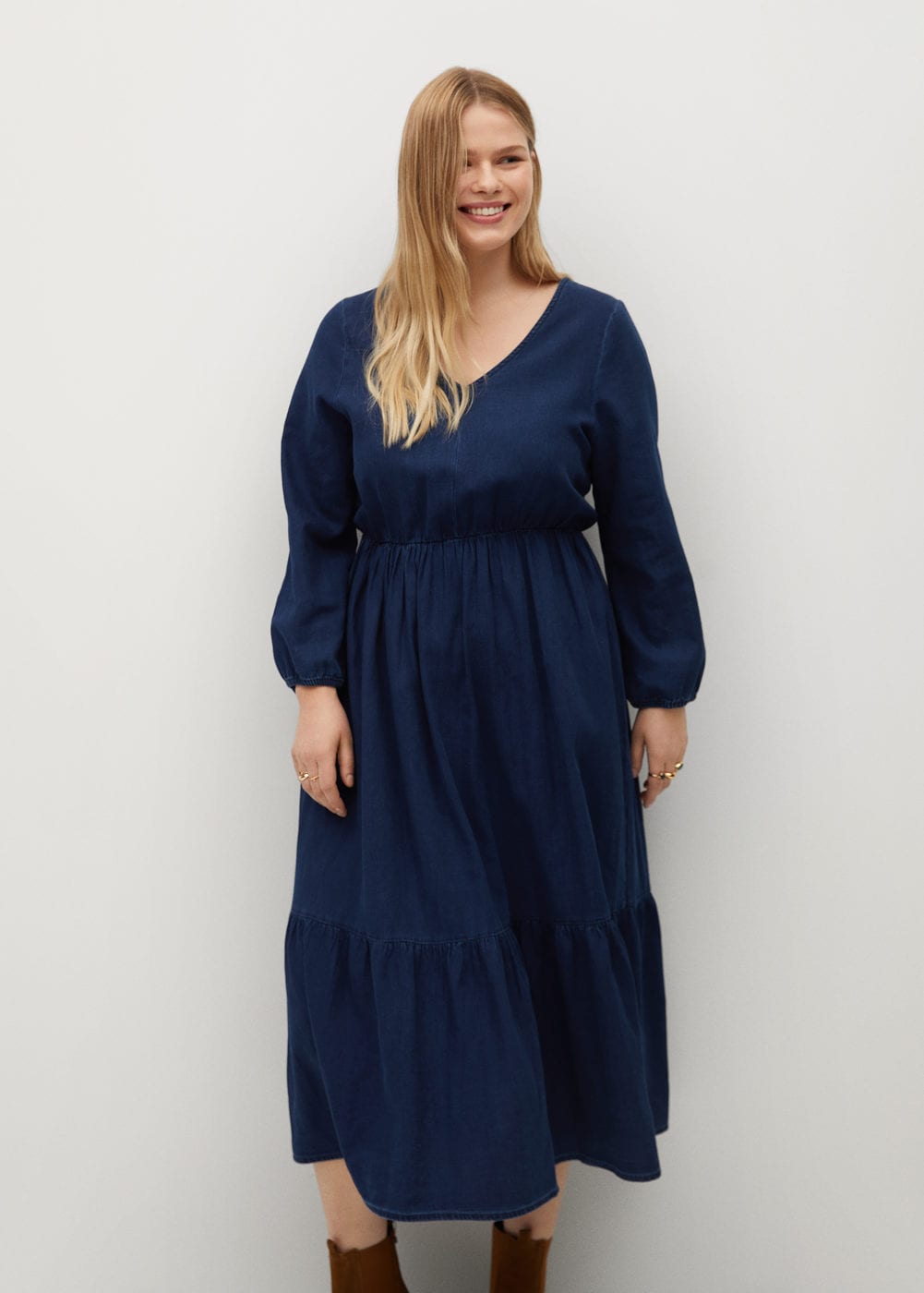 Mango + Flared denim dress