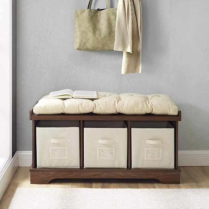 Walker Edison Modern Farmhouse Entryway Storage Bench at Audra Kato blog