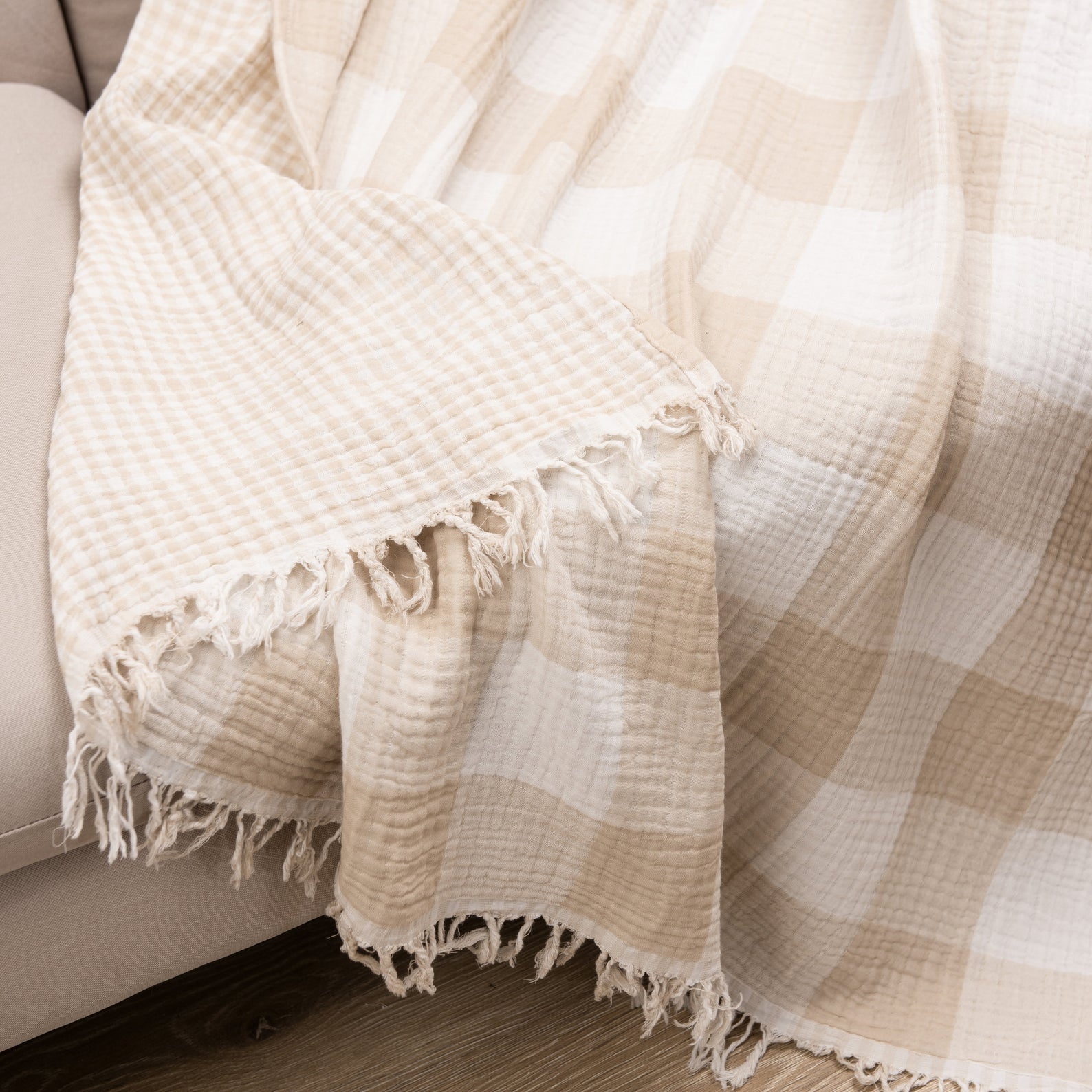 Wholelinens + Fringed Cotton Gauze Throw