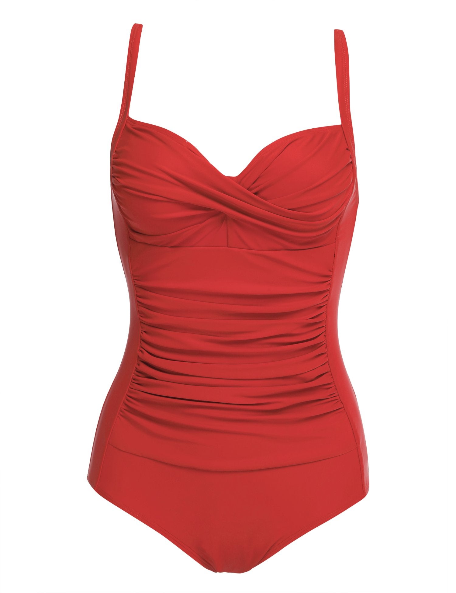 Ekouaer One Piece Vintage Shirred Swimsuit