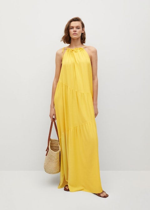 Mango + Flowy Ruffled Dress