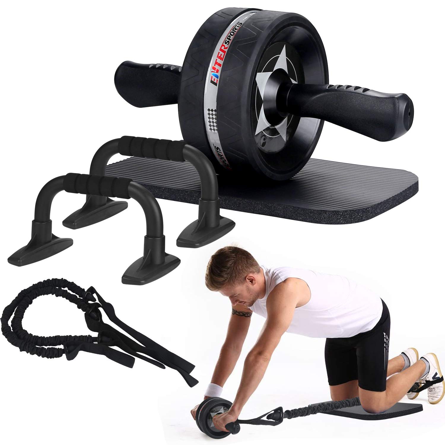 Entersports Ab Roller Wheel 6 In 1 Ab Roller Kit With Knee Pad