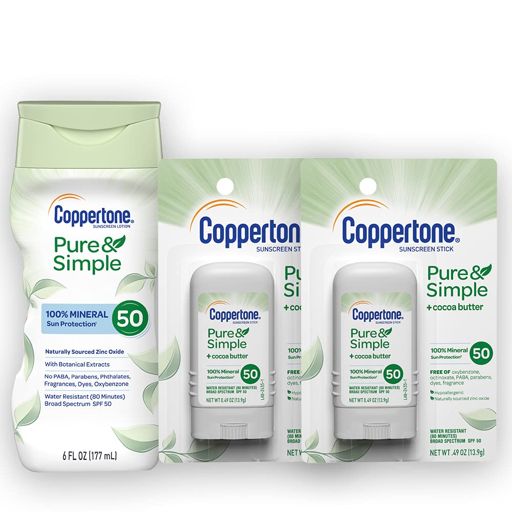 Coppertone + Pure & Simple SPF 50 Lotion, Plus 2 Stick Sunscreens
