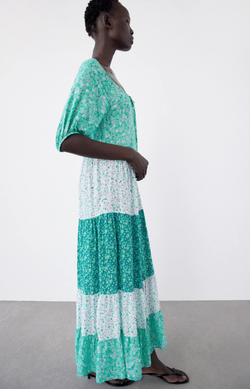 Zara + Floral Print Tiered Dress