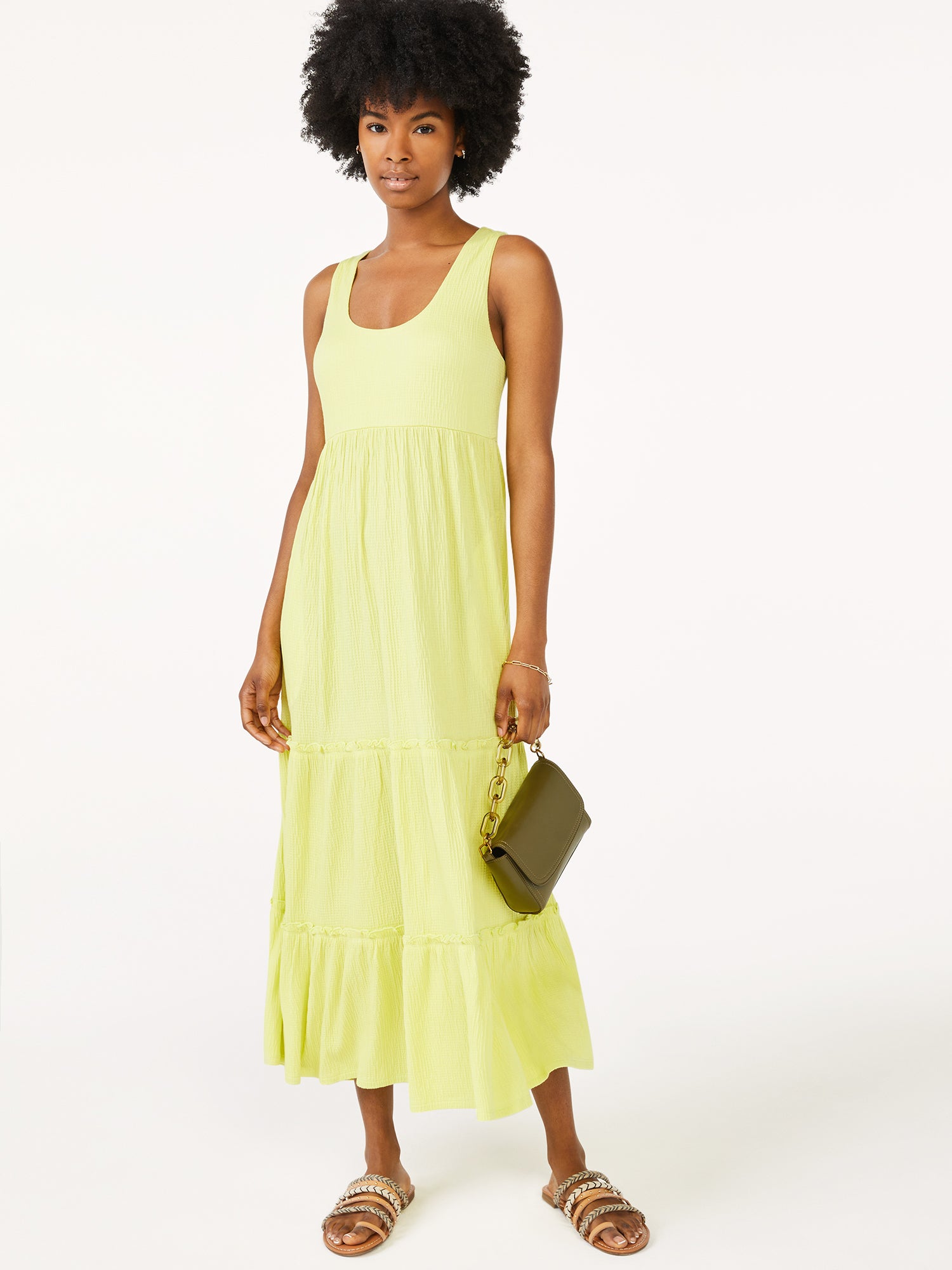 Scoop + Sleeveless Tiered Midi Sundress