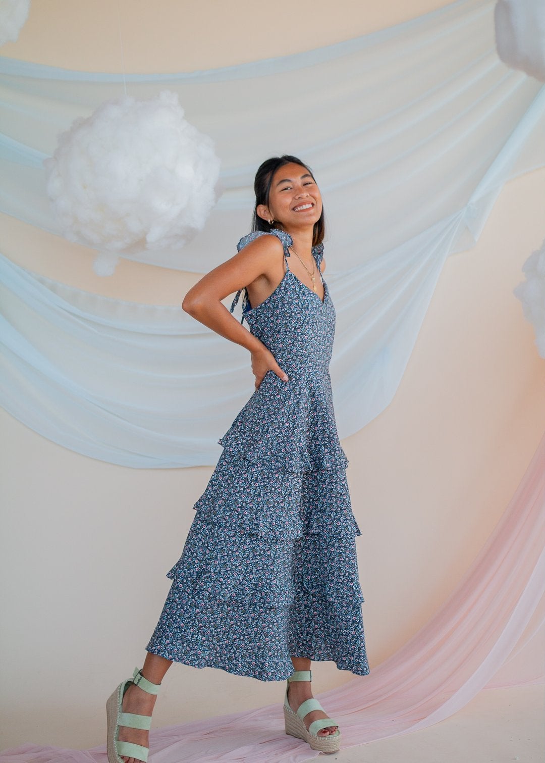 Dress Forum + Ditsy Floral Tiered Midi Dress