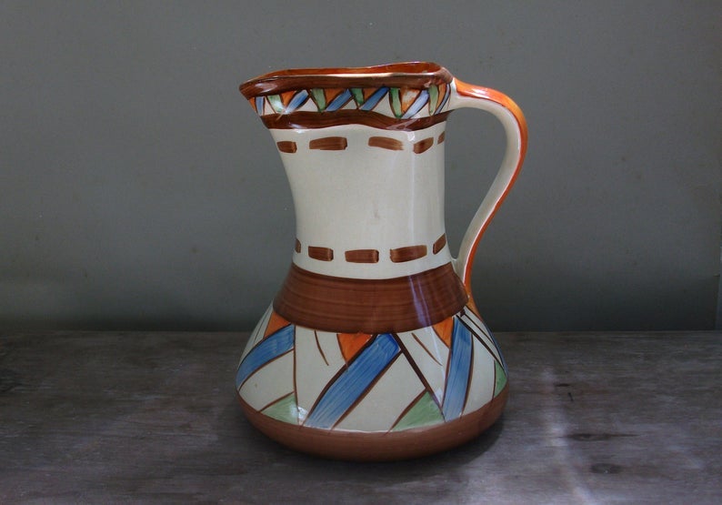 Myott + Myott Art Deco Handpainted Jug Pitcher. Jazzy Abstract Jug ...