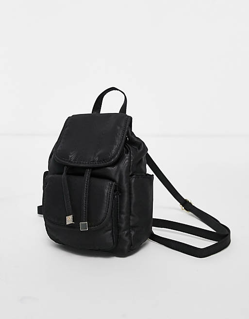 Topshop + Nylon Micro Backpack In Black